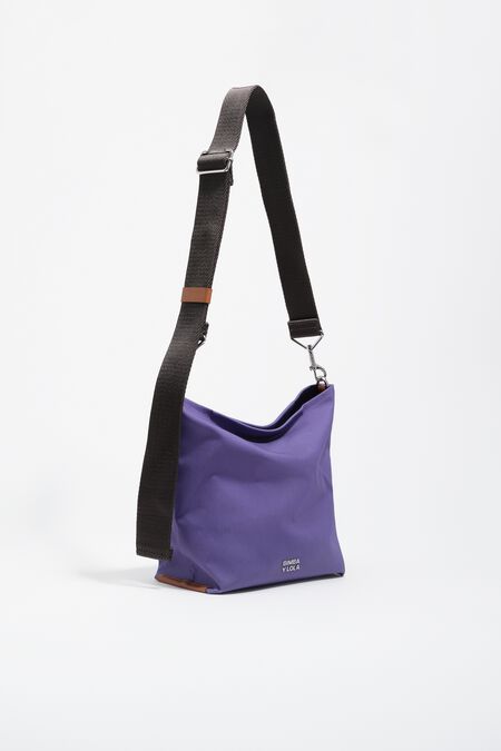 Small purple gabardine Carlino bag