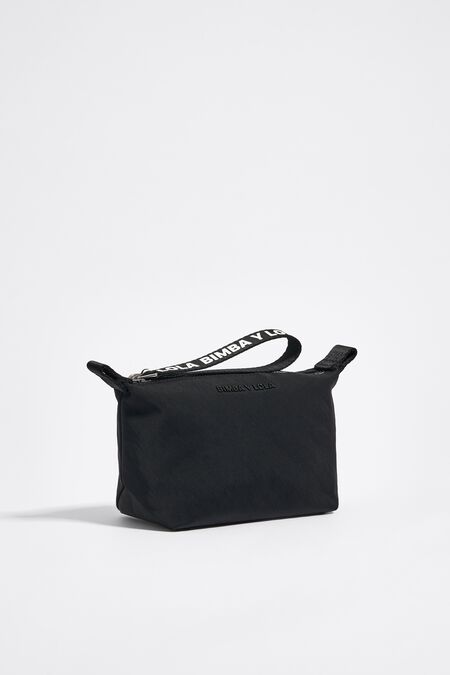 Small black nylon Trapecio make-up case