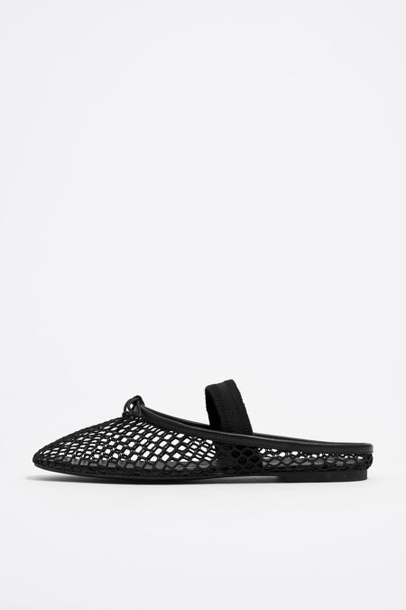 Black mesh slingback ballerina
